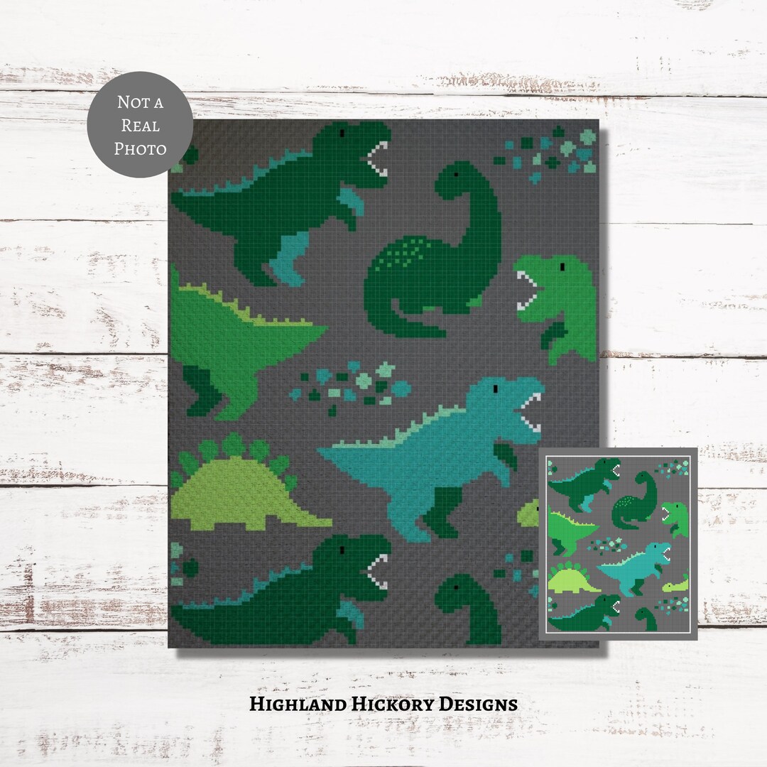 Dinosaur Print 1 Graph Crochet Pattern C2C Graphgan +written ...