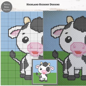 Baby Cow Graph Crochet Pattern C2C, Mini C2c, Tss, Sc, Hdc, Dc Graphgan ...