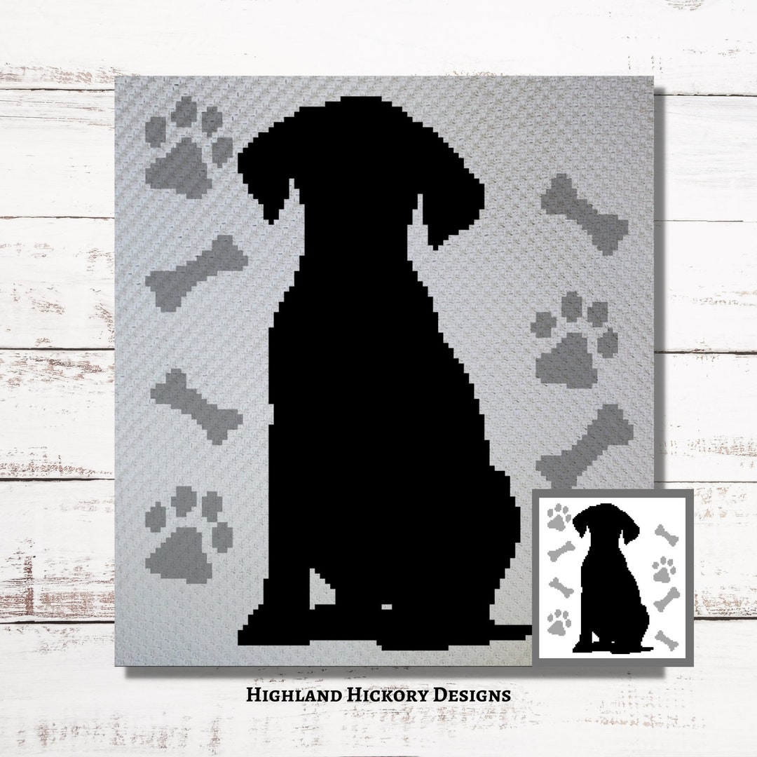 Puppy Silhouette Graph Crochet Pattern C2C Graphgan +written ...