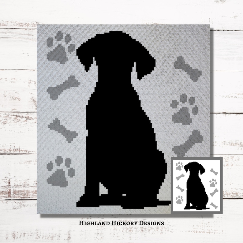 Puppy Silhouette Graph Crochet Pattern C2C Mini C2c Tss Sc - Etsy