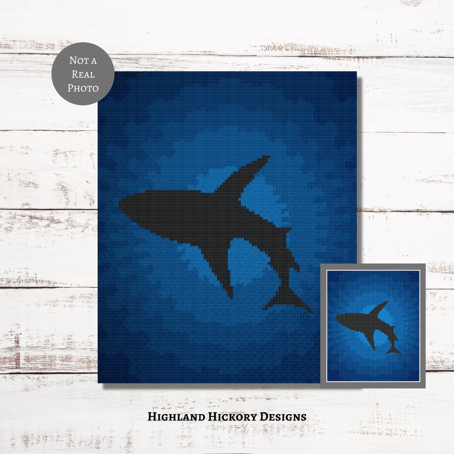 Shark Silhouette Graph Crochet Pattern C2C Graphgan +written ...