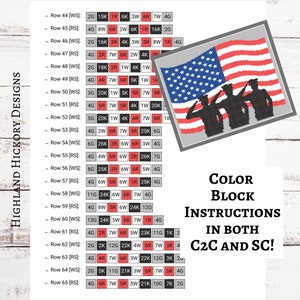 American Soldiers Graph Crochet Pattern C2C, Mini C2c, Tss, Sc, Hdc, Dc ...