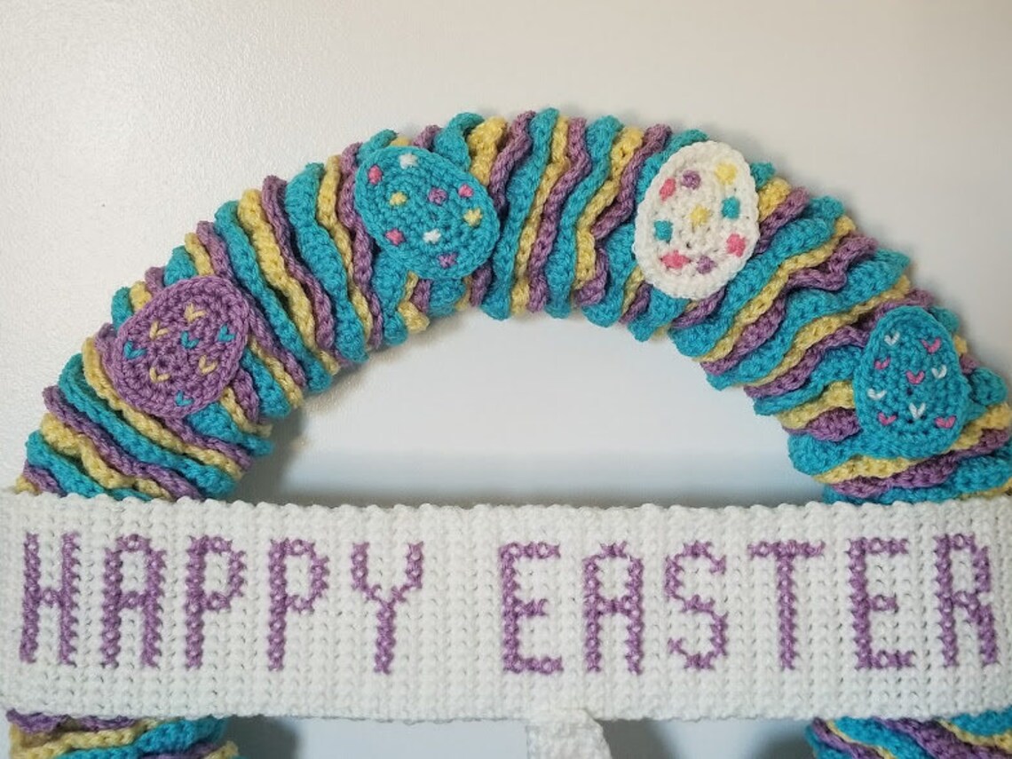 Crochet Easter Wreath PATTERN ONLY Holiday Decoration Decor Spring ...