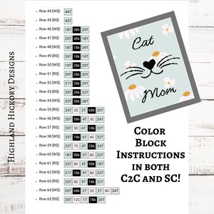 Cat Mom Graph Crochet Pattern C2C Graphgan + Written Instructions ...