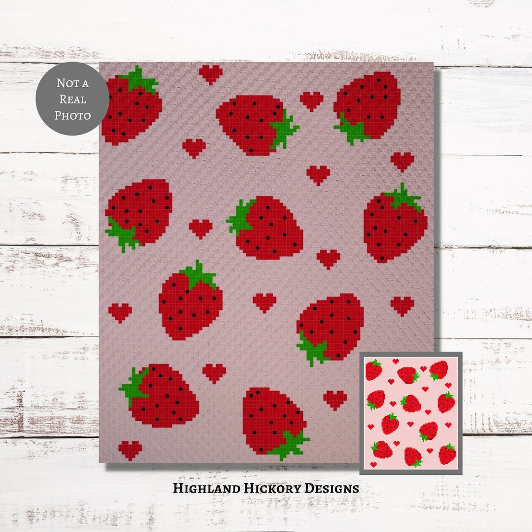 Strawberries Graph Crochet Pattern C2C, Mini C2c, Tss, Sc, Hdc, Dc ...