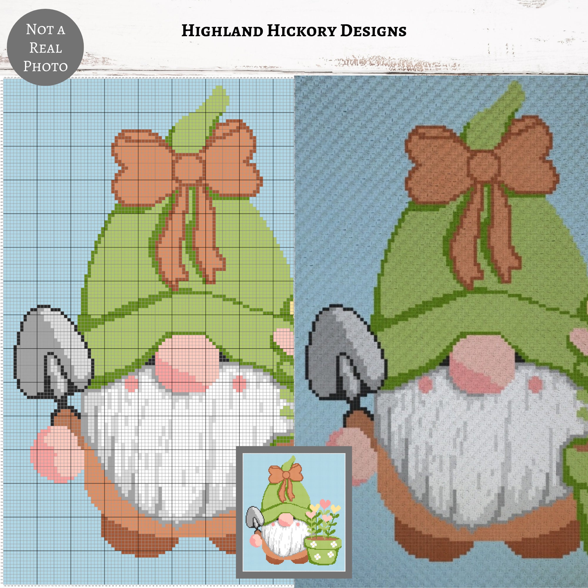 Gardening Gnome Graph Crochet Pattern C2C Mini C2c Tss Sc - Etsy
