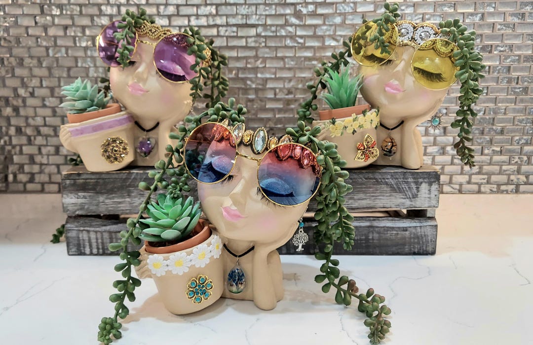 Sassy Soul Sister, FAKE Plants, All Included, Head Planter, Pots ...