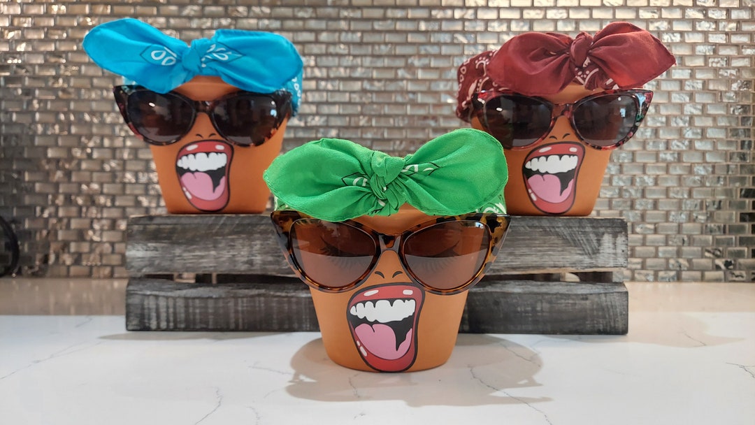Sassy Soul Sister, Head Face Planter With Glasses, Planter With ...