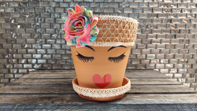 Planter, Face Pot With Drainage, Gift for Succulent and Plant Lover ...