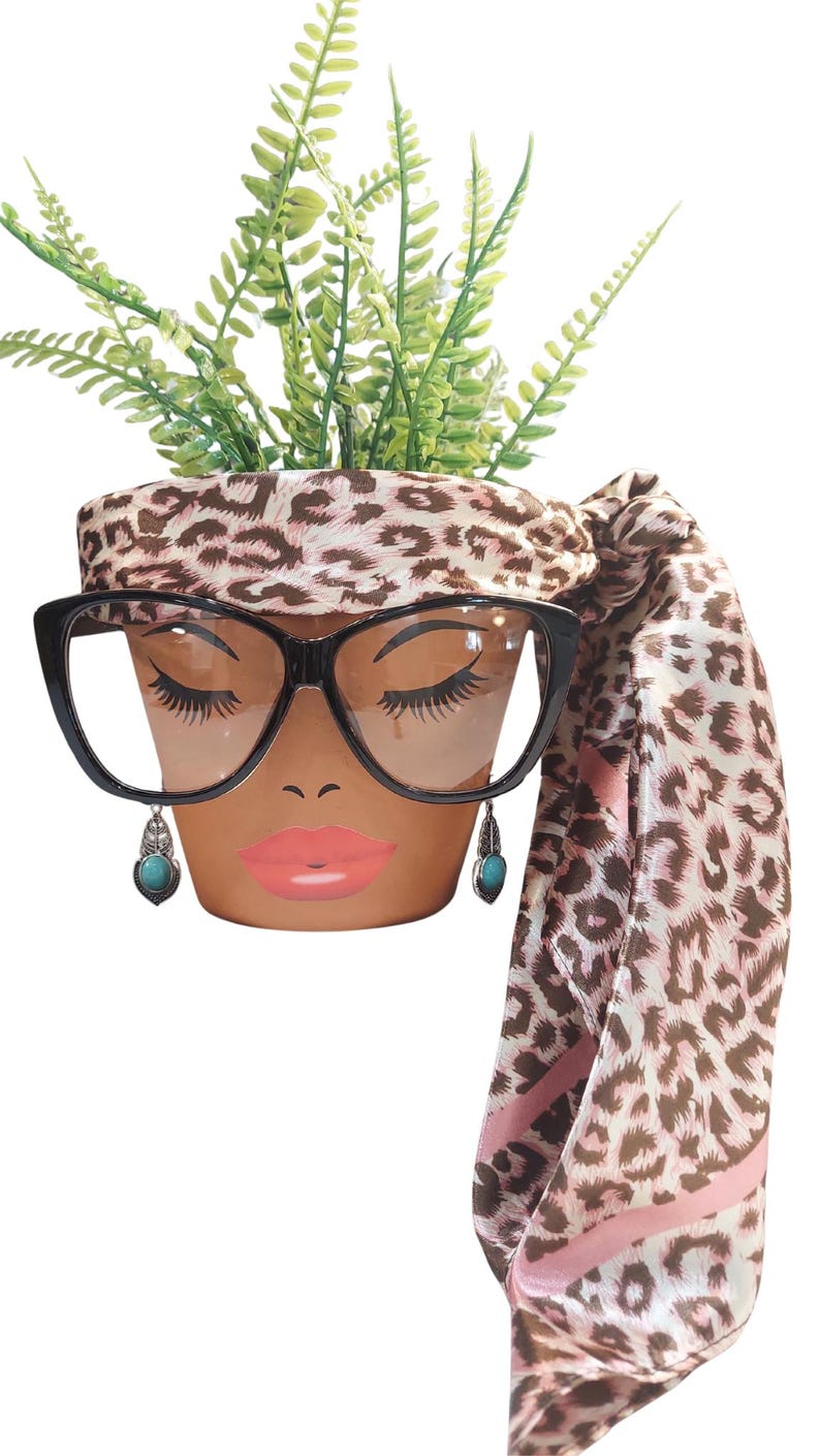 Face Pot With Drainage, Sassy Soul Sister Planter With Glasses - Etsy