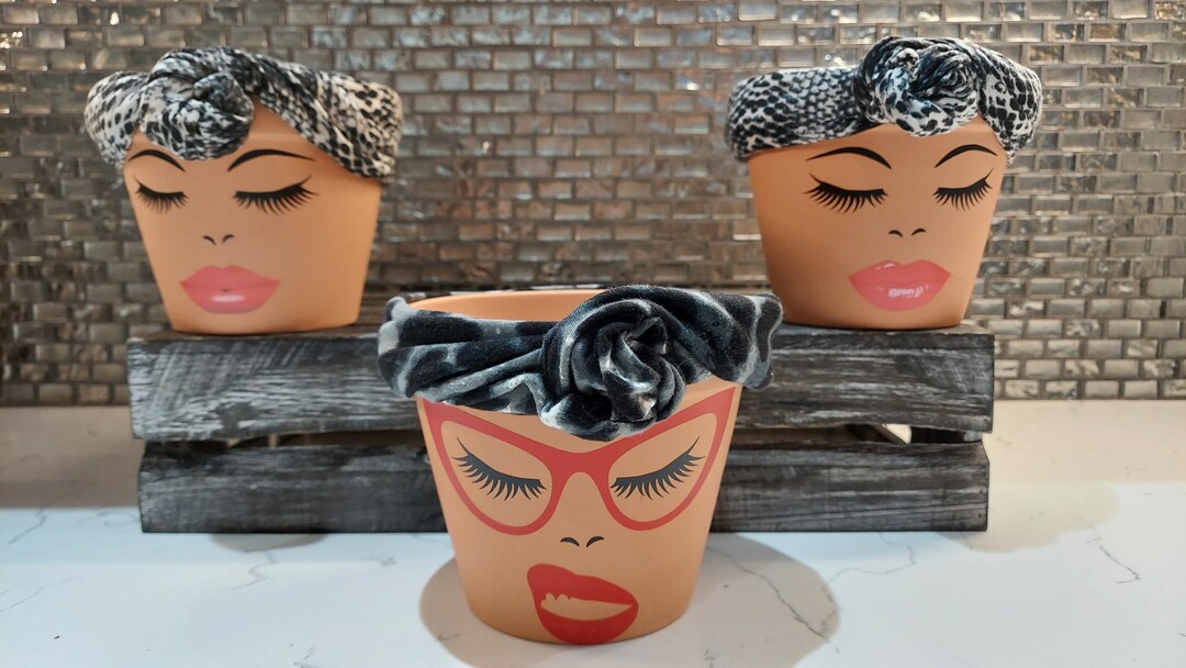 Sassy Soul Sister, Head Face Planter With Glasses, Planter With ...