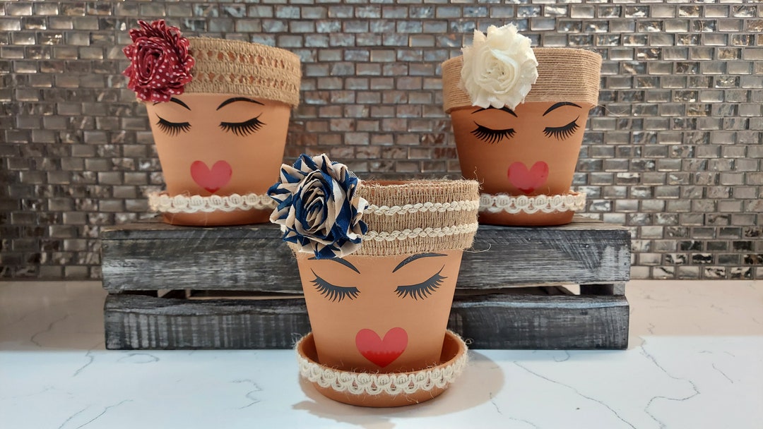 Planter, Face Pot With Drainage, Gift for Succulent and Plant Lover ...