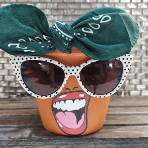 Sassy Soul Sister, Head Face Planter With Glasses, Planter With ...