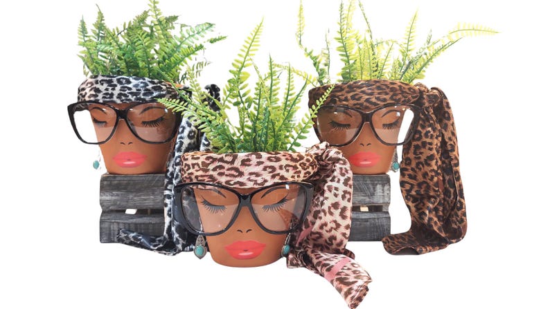 Face Pot With Drainage, Sassy Soul Sister Planter With Glasses - Etsy