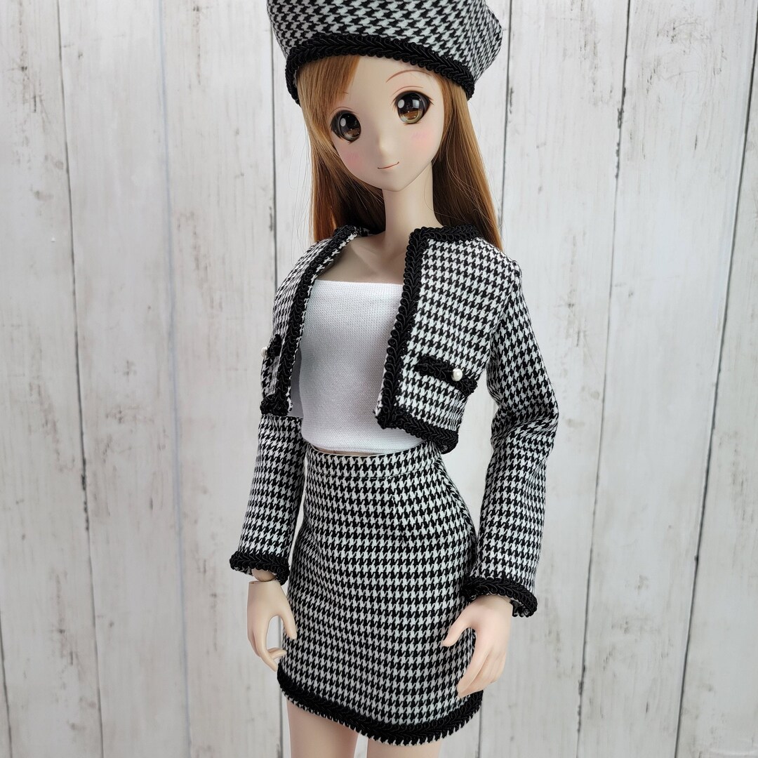 Houndstooth Short Skirt With Trim at Hem - Etsy