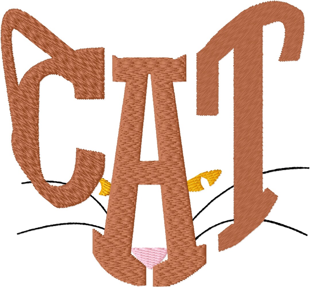 Cat Face Word Art Machine Embroidery Design Design for Cat Lovers - Etsy