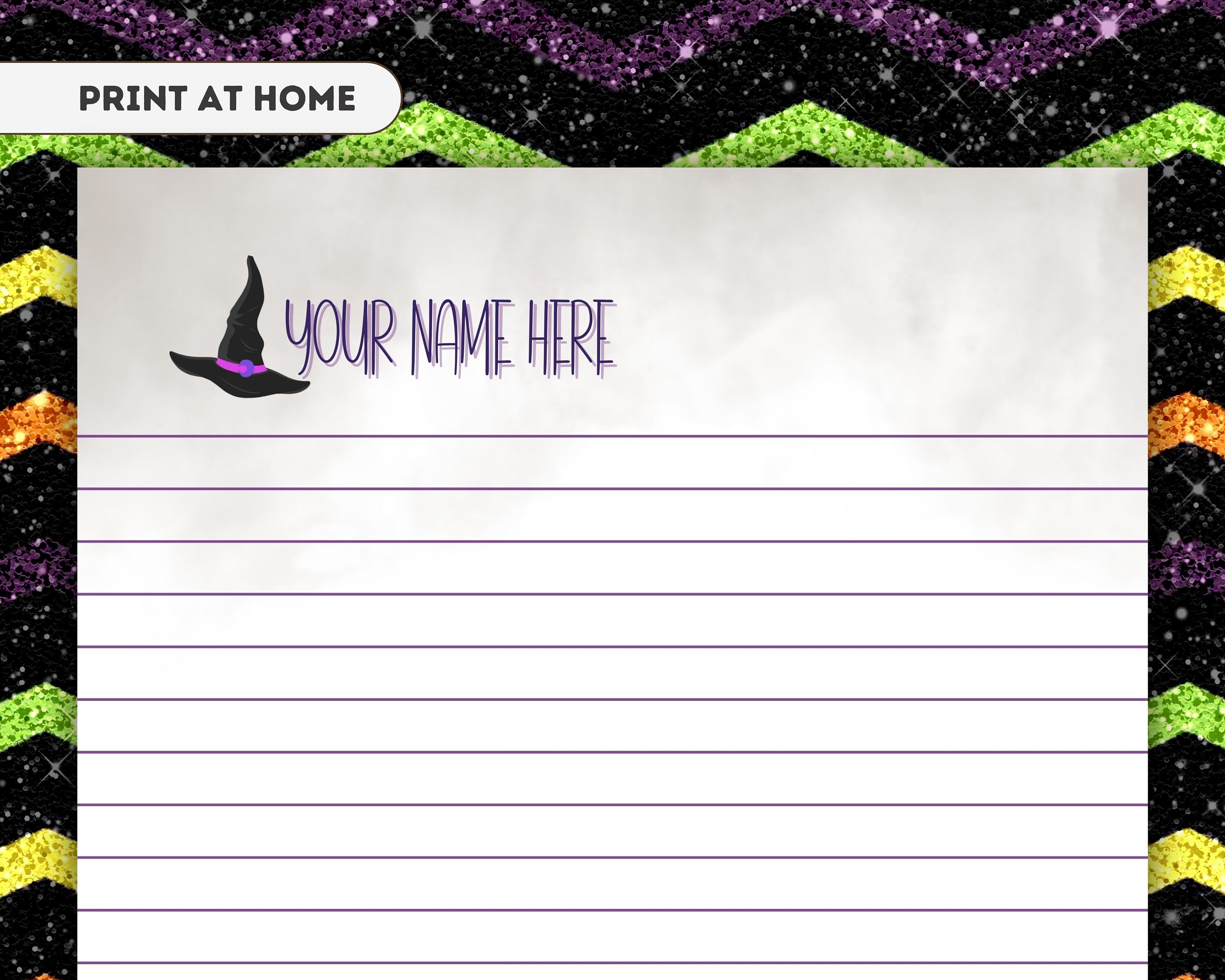 Halloween Personalized Notes Printable Us Letter Purple - Etsy