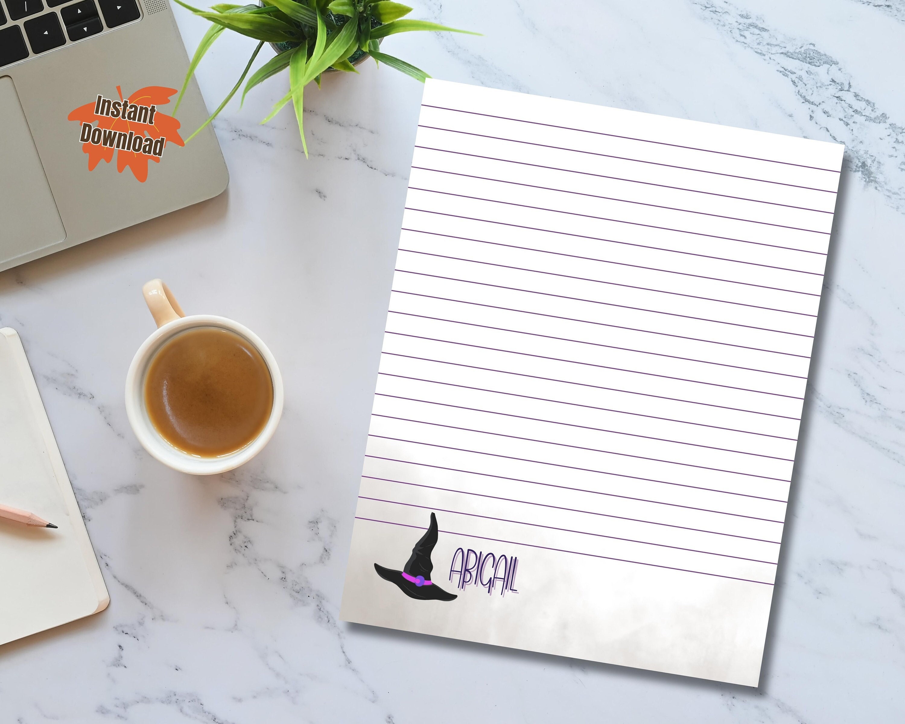 Halloween Personalized Notes Printable Us Letter Purple - Etsy