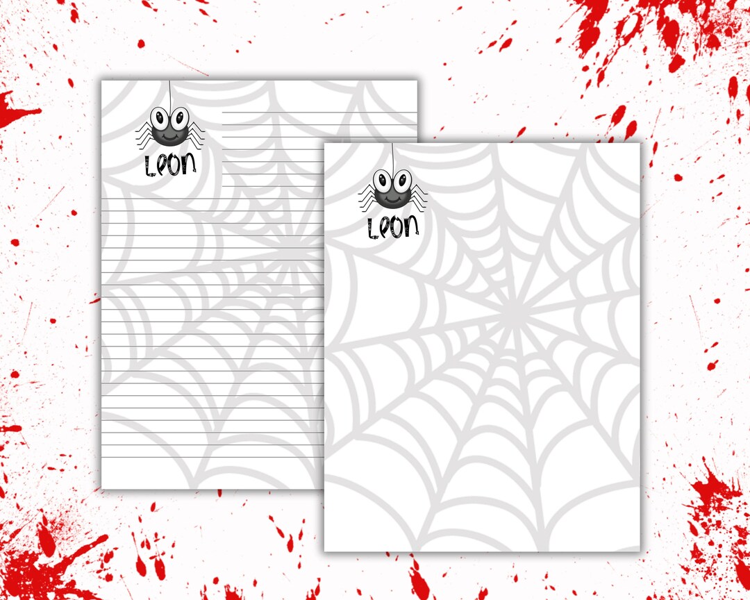 Cute Spider Notes Printable Personalized Halloween US Letter - Etsy