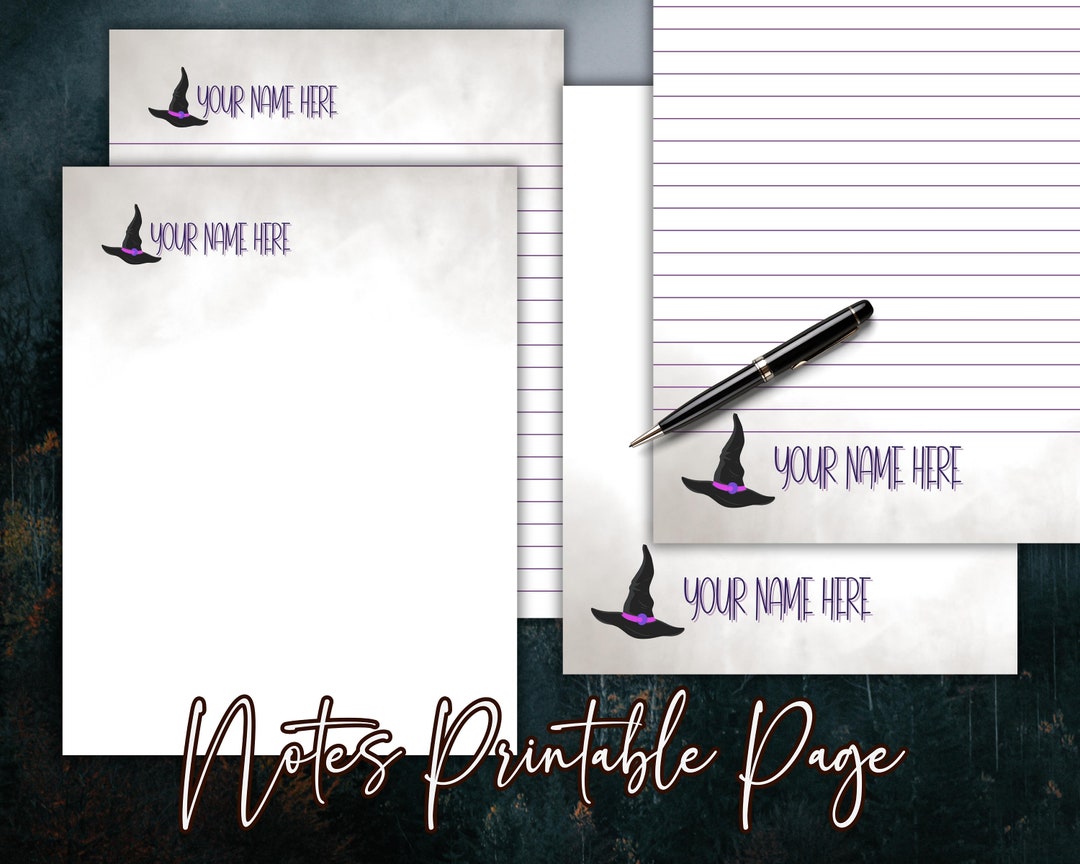 Halloween Personalized Notes Printable Us Letter Purple - Etsy
