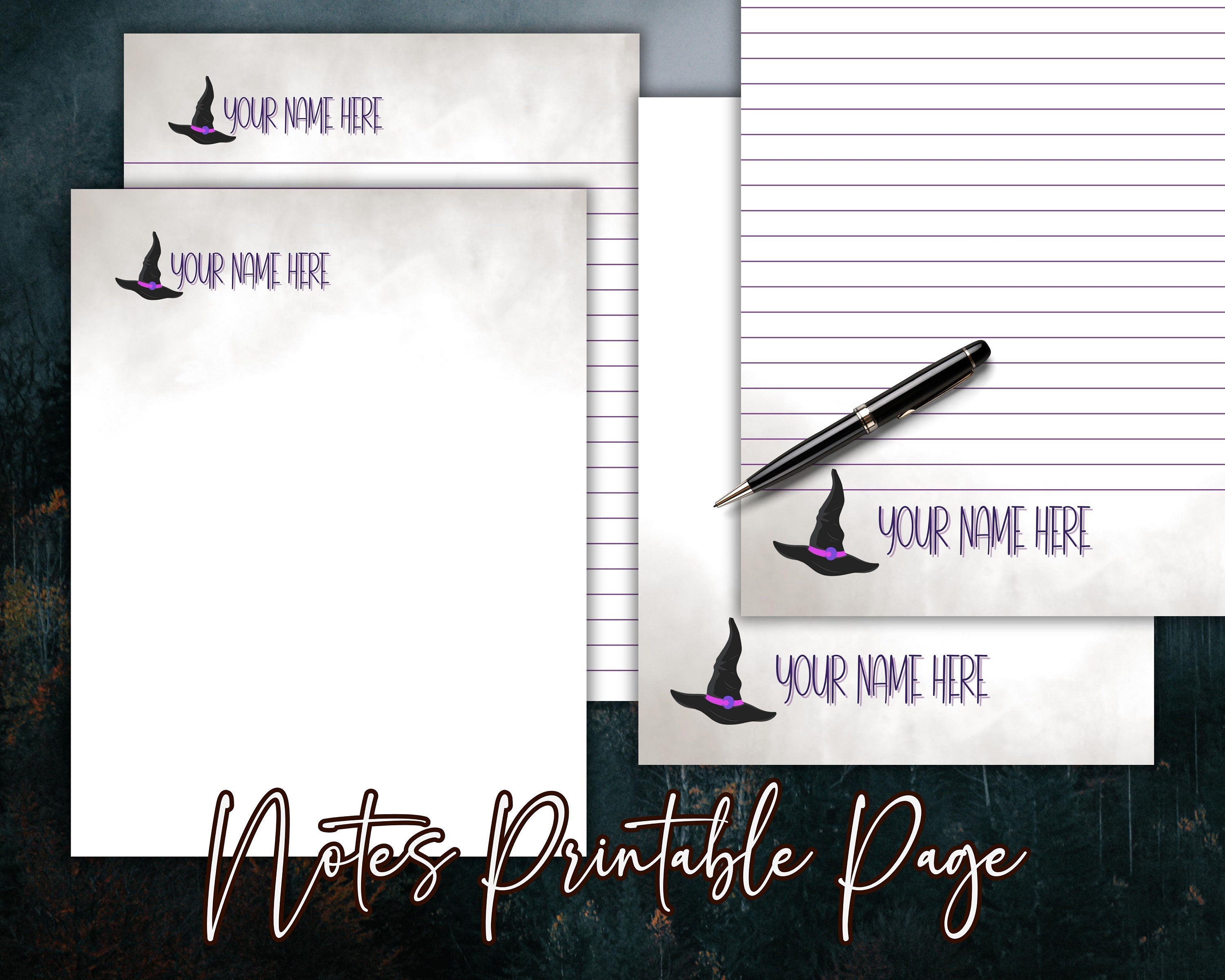 Halloween Personalized Notes Printable Us Letter Purple - Etsy