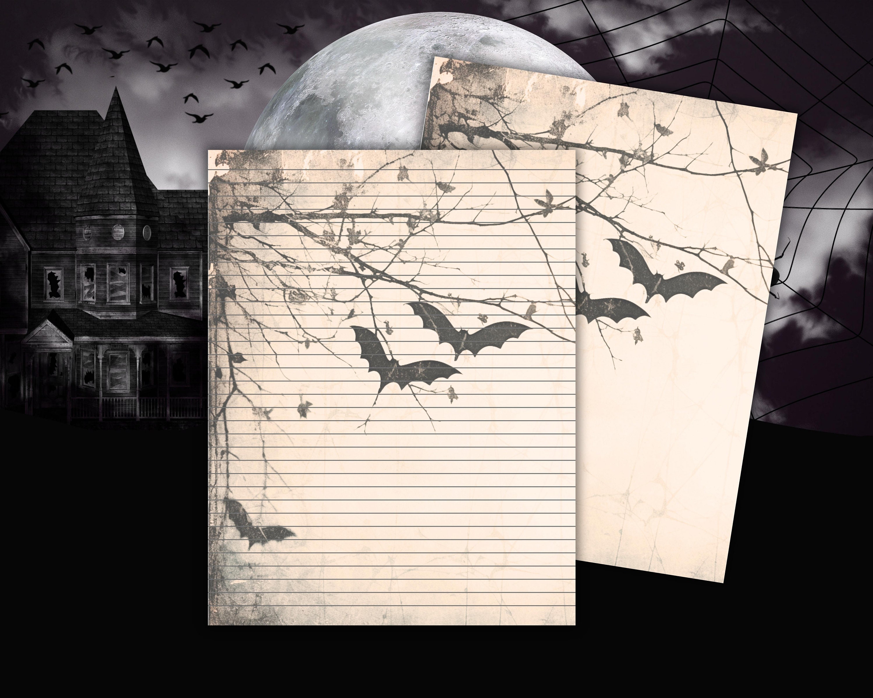 Bat Stationery Printable Us Letter Vintage Planner Insert - Etsy