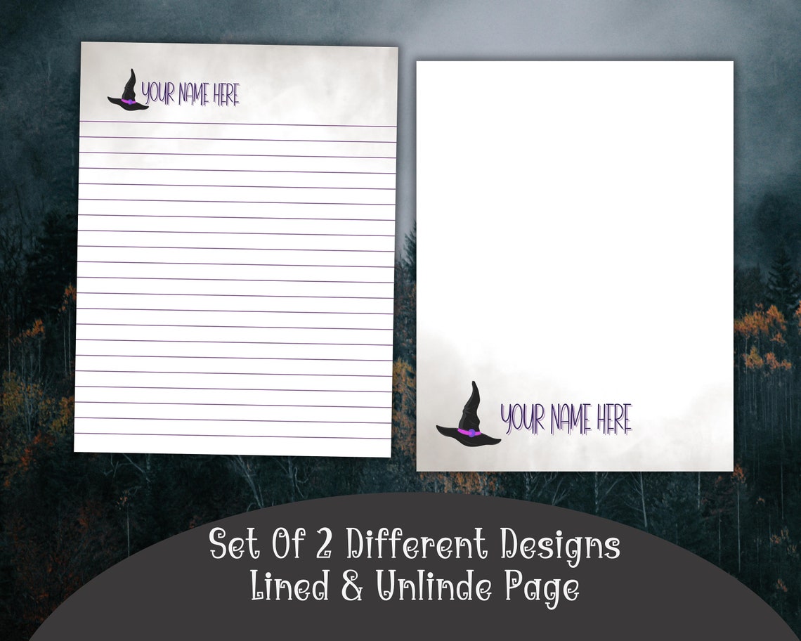 Halloween Personalized Notes Printable Us Letter Purple - Etsy