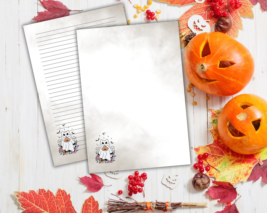 Buy Ghost Notes Printable Cat A4 Format Print Halloween Writing Online ...