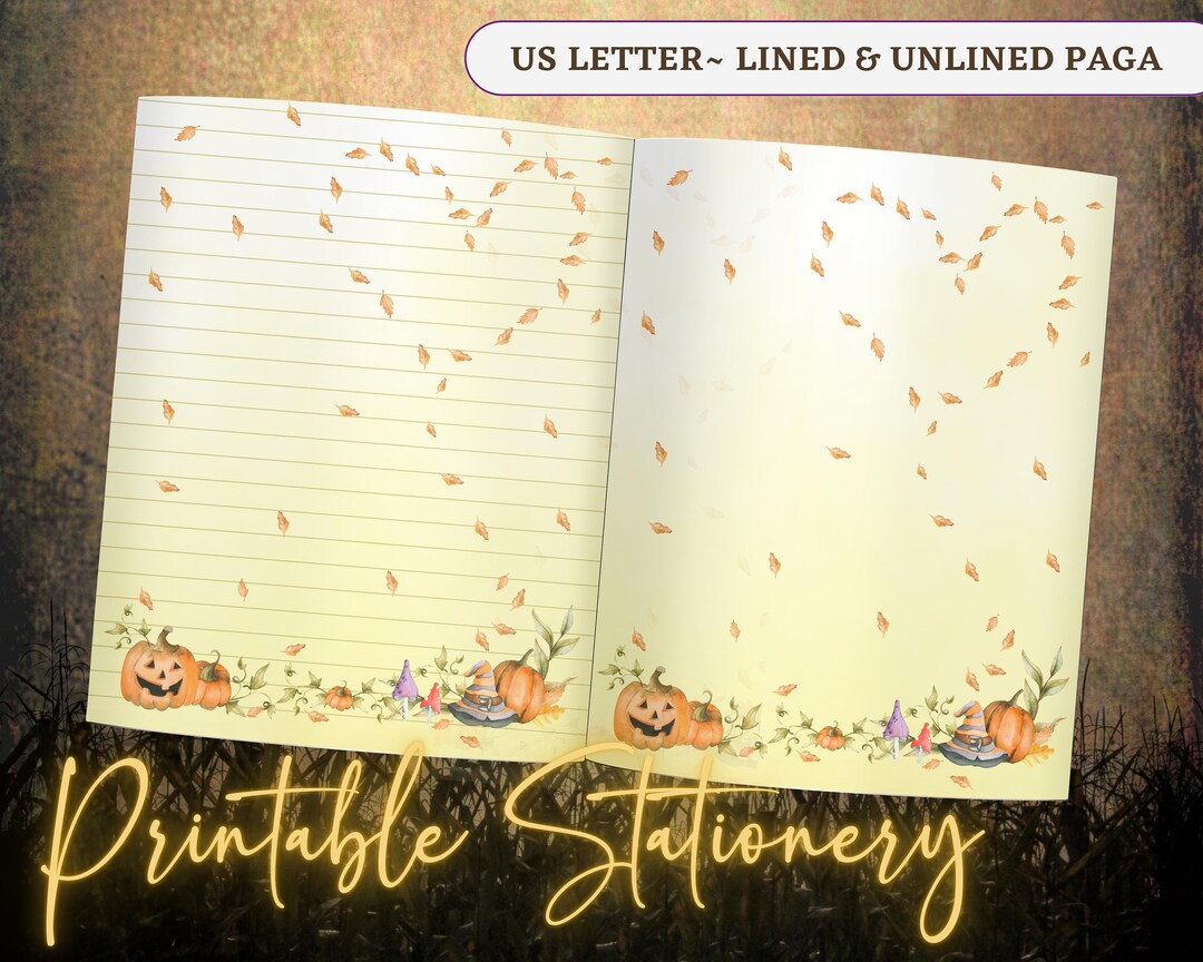 Halloween Stationery Printable Us Letter Fall Love Paper - Etsy