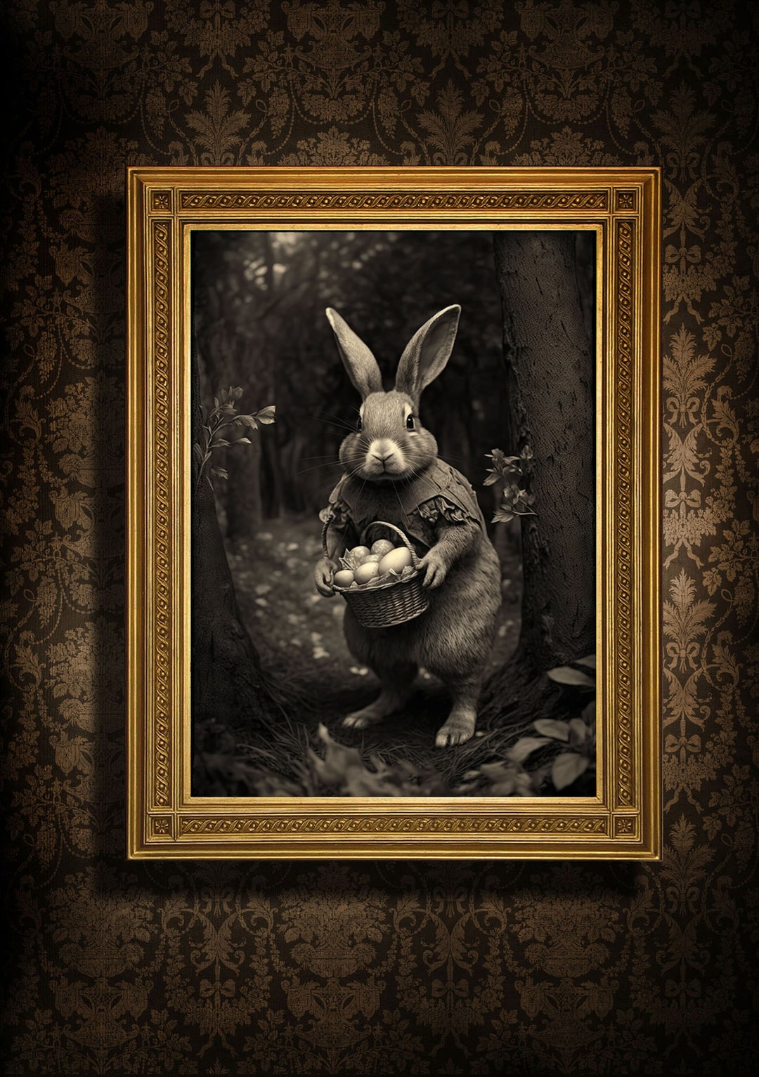 Mythical Easter Bunny Photo in Forest Vintage CDV Style Easter Print ...