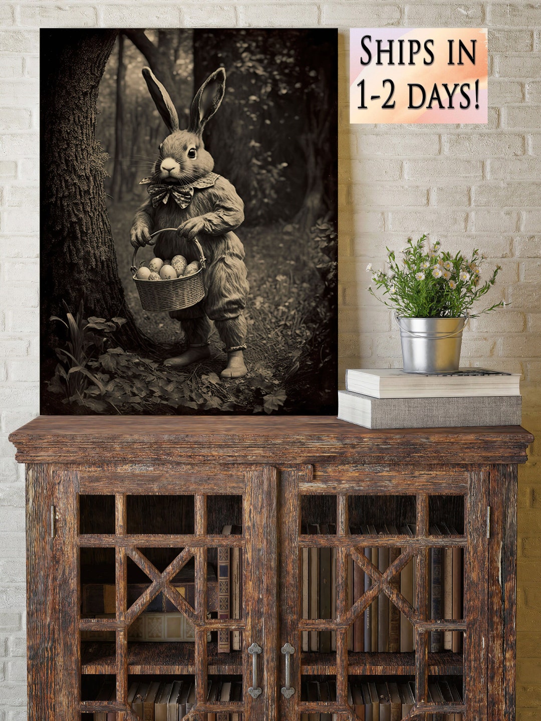 Mythical Easter Bunny Photo in Forest Vintage CDV Style - Unique Easter ...