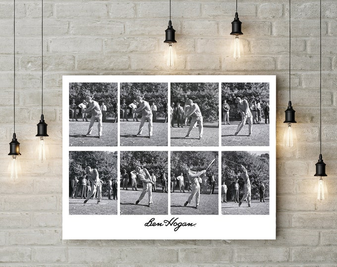 Golfer Gift Ben Hogan Golf Poster Masters Champion Rare Swing Sequence ...