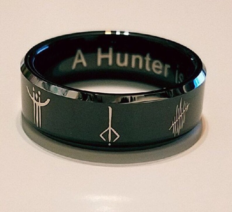 Bloodborne Hunter Runes Tungsten Ring Black/Silver | Etsy
