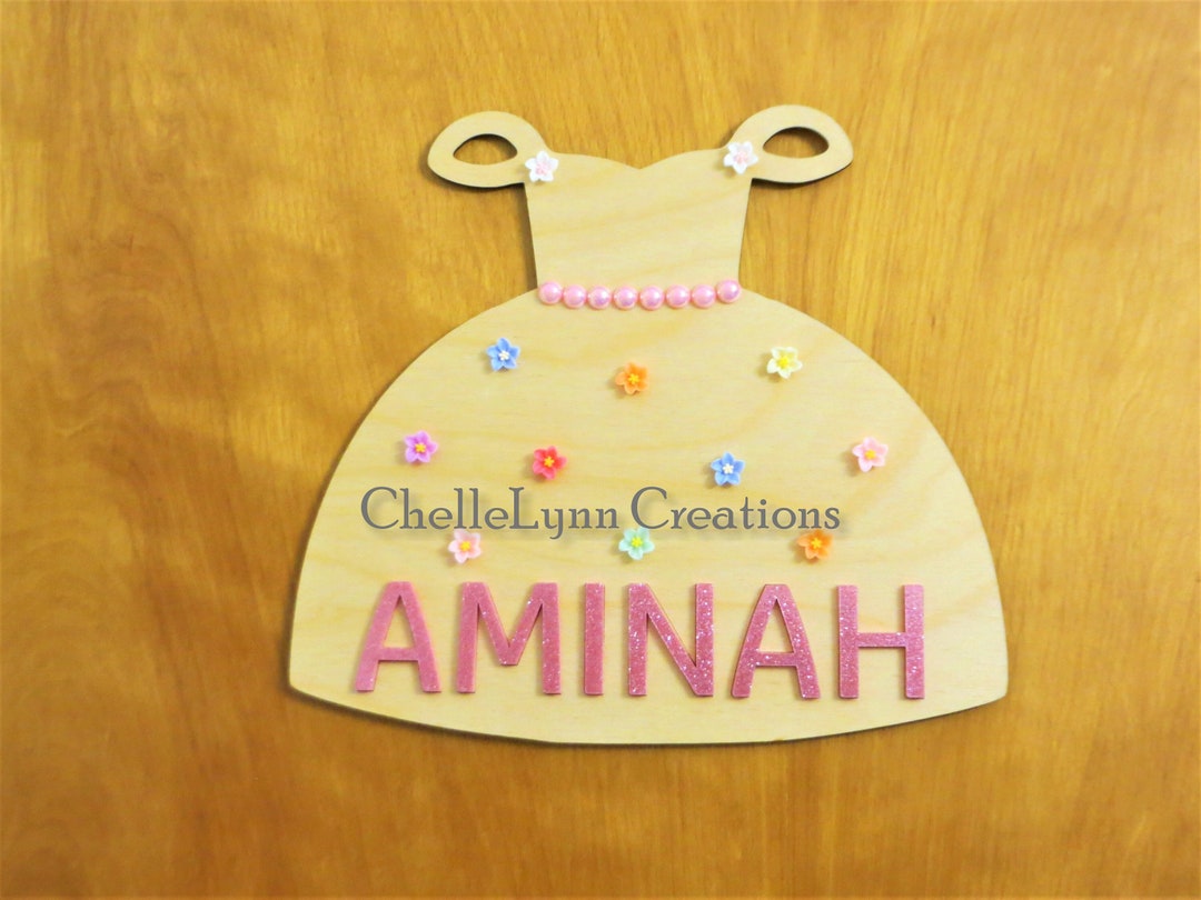 Dress Personalized Name Plaque, Name Sign, Name Plaque, Nursery Decor ...