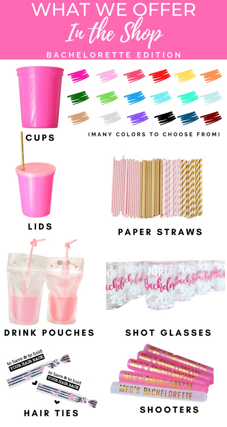 Bachelorette Party Cups With Names | Bachelorette Party Favors ...