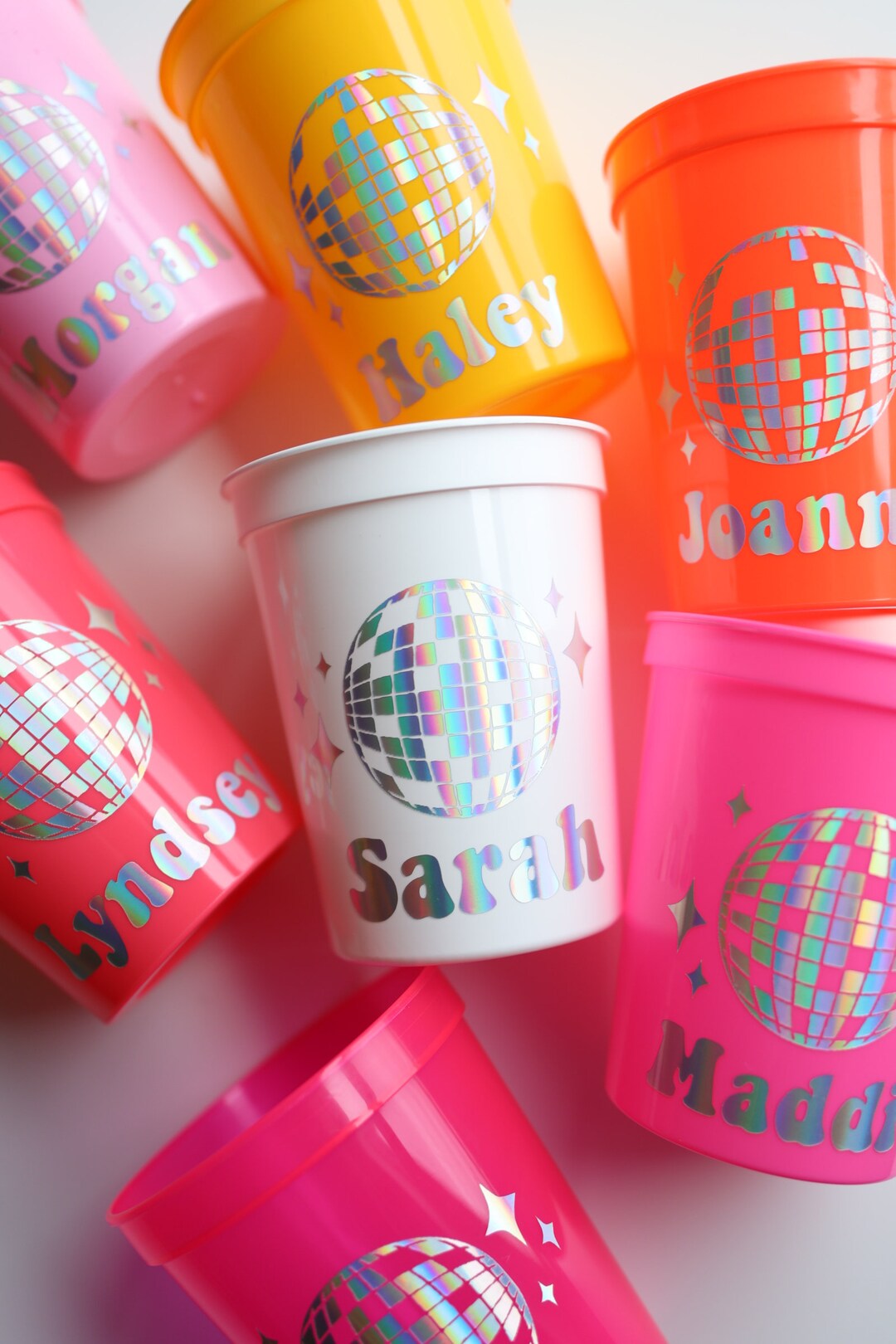 Disco Bachelorette Cups With Names | Disco Bachelorette Favors | Disco ...
