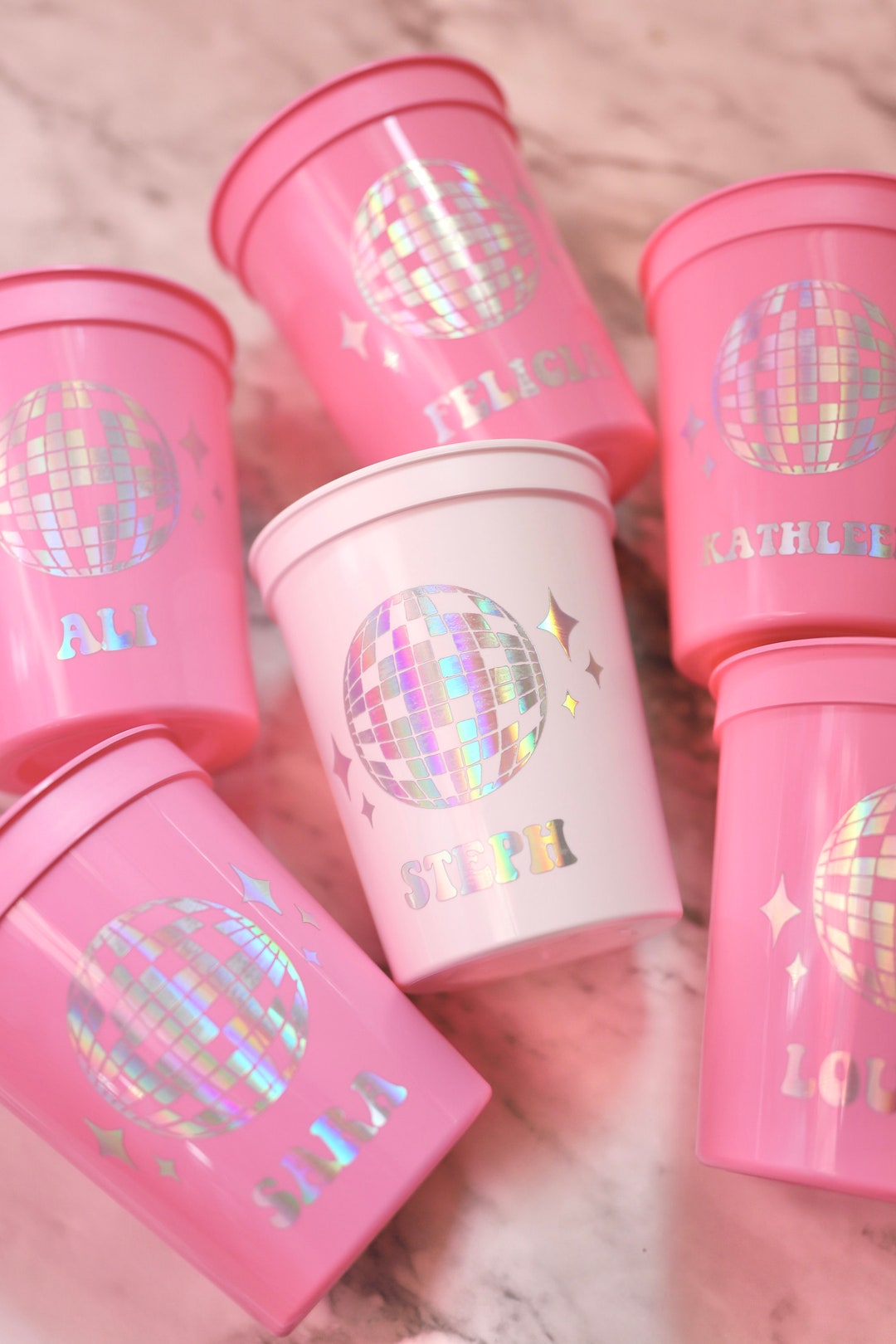 Disco Bachelorette Cups With Names | Disco Bachelorette Favors | Disco ...