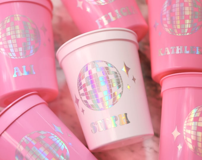 Disco Bachelorette Cups With Names Disco Bachelorette Favors Disco ...