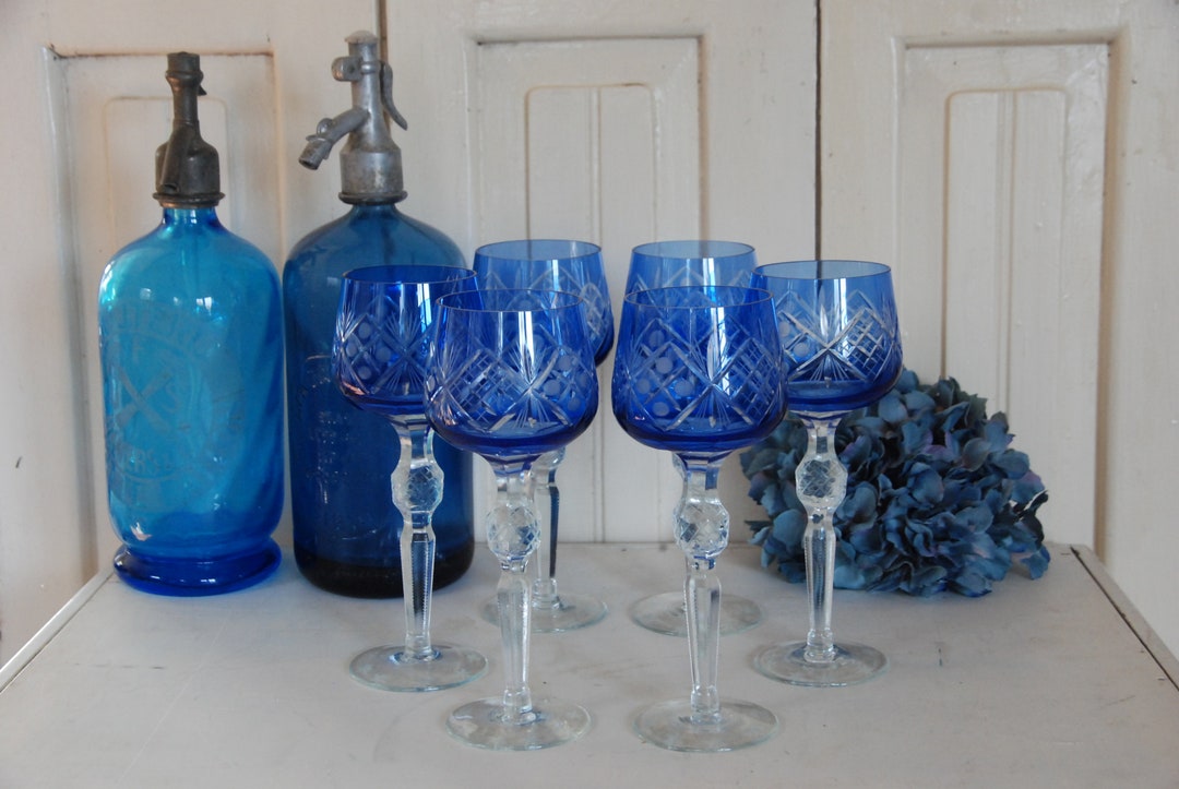 6 Antique Wine Glasses Of Beautiful Bohemian Glass Perfect Etsy