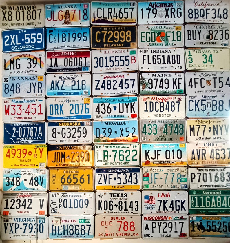 LICENSE PLATE Set of All 50 U S A States Fast Shipping USPS Priority ...