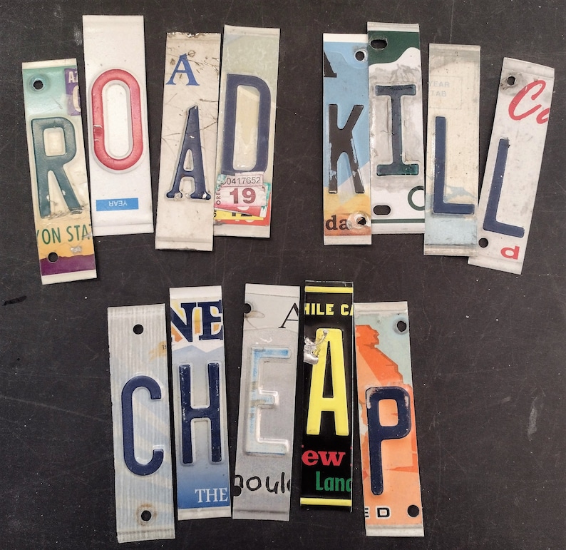 ROAD KILL License Plate Letters for That Weathered Rustic Beat up Look ...