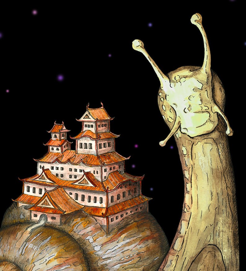 Surreal Snail With Tokyo Palace Wall Art Print - Etsy