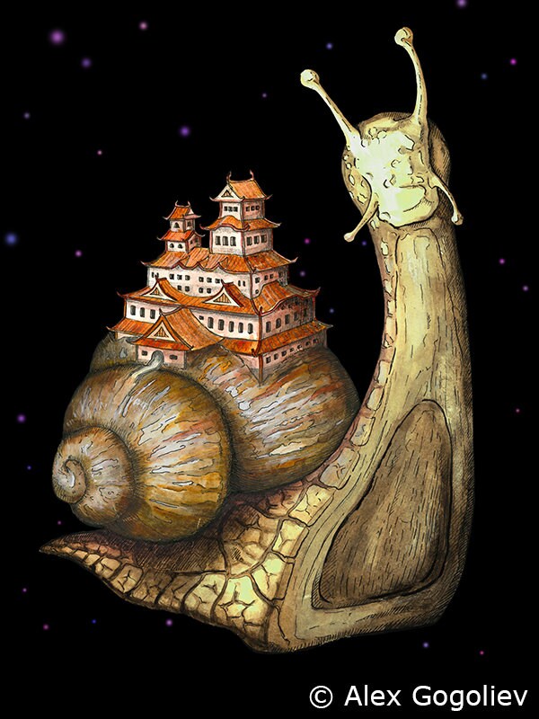 Surreal Snail With Tokyo Palace Wall Art Print - Etsy