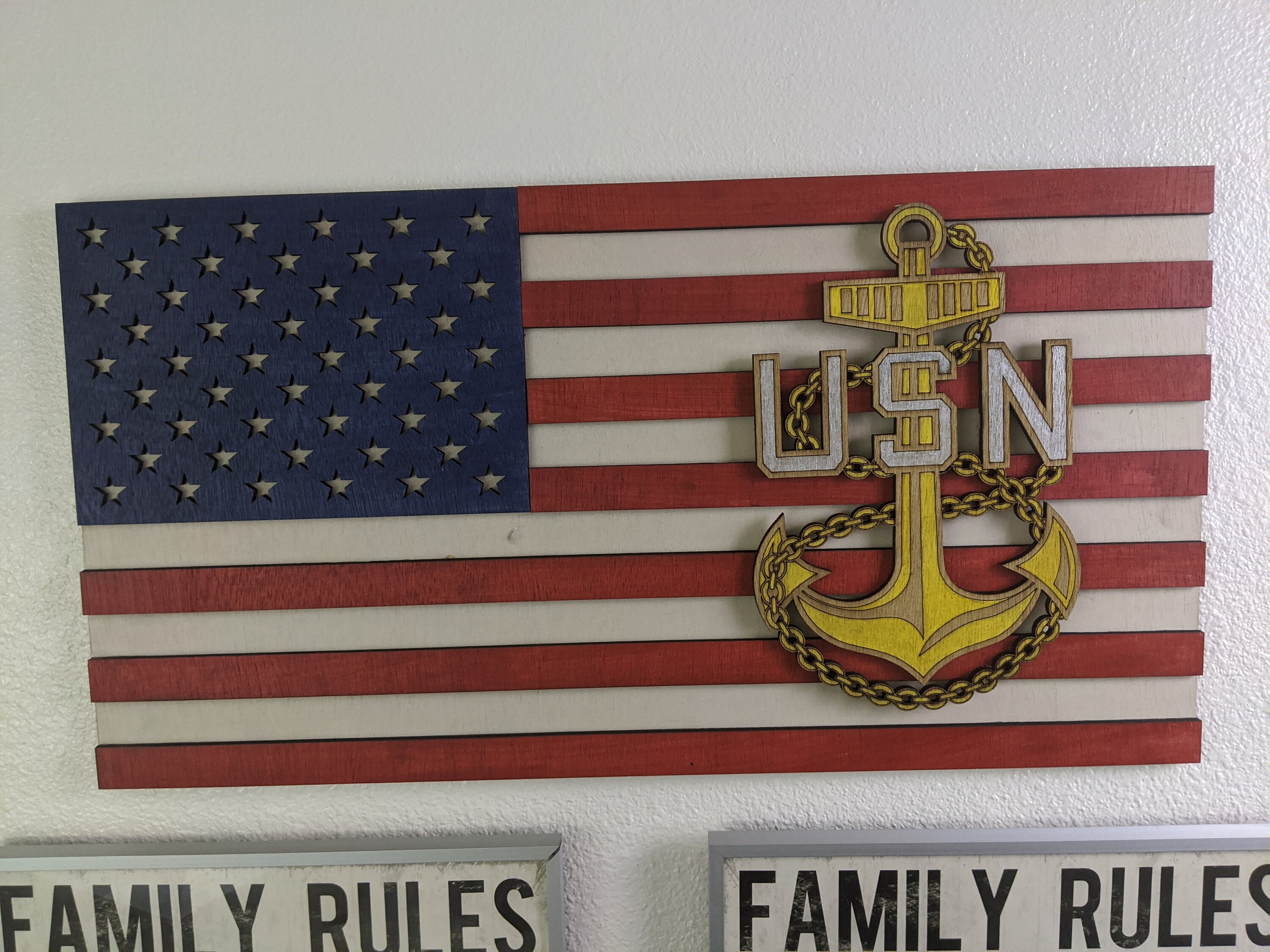 US Navy Navy Wood Flag Sign US Navy American Flag Engraved | Etsy