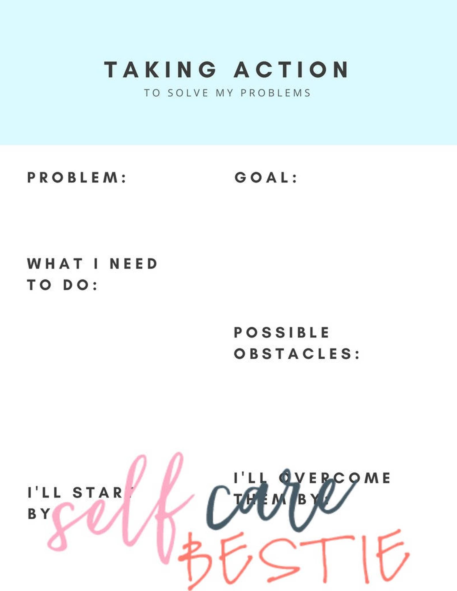 Taking Action Worksheet - Etsy