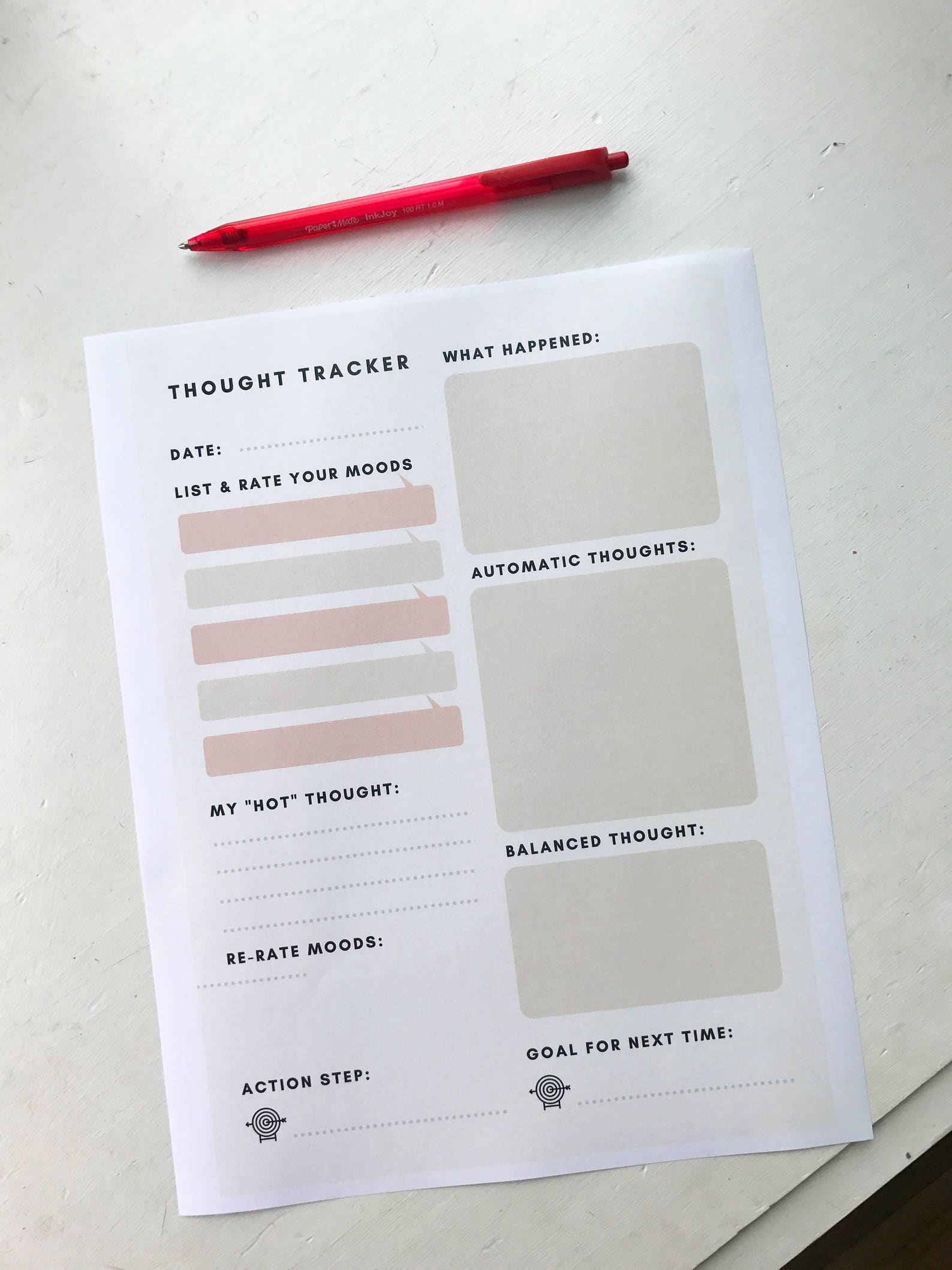 Thought Tracker Worksheet - Etsy