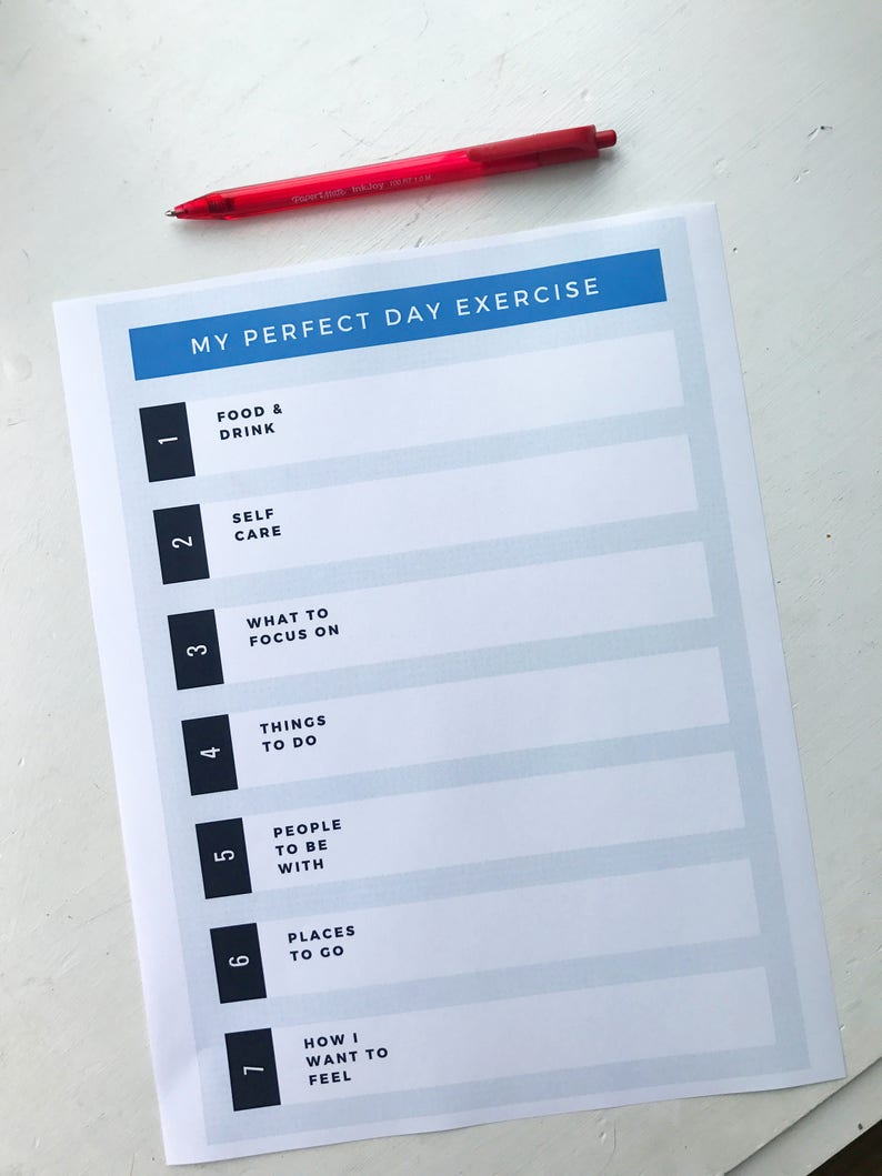 My Perfect Day Exercise - Etsy