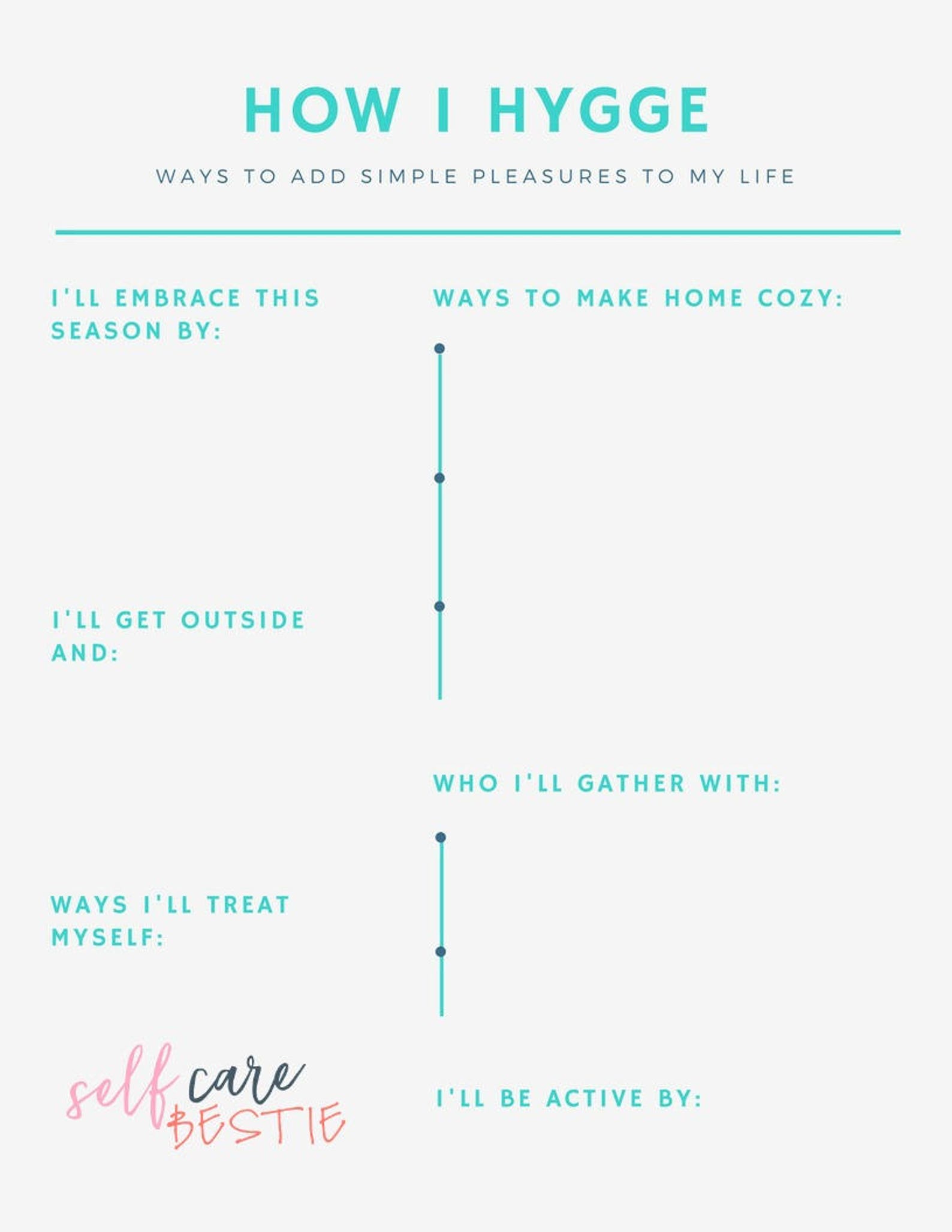 How I Hygge Worksheet - Etsy