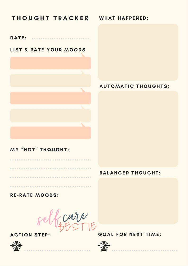 Thought Tracker Worksheet - Etsy