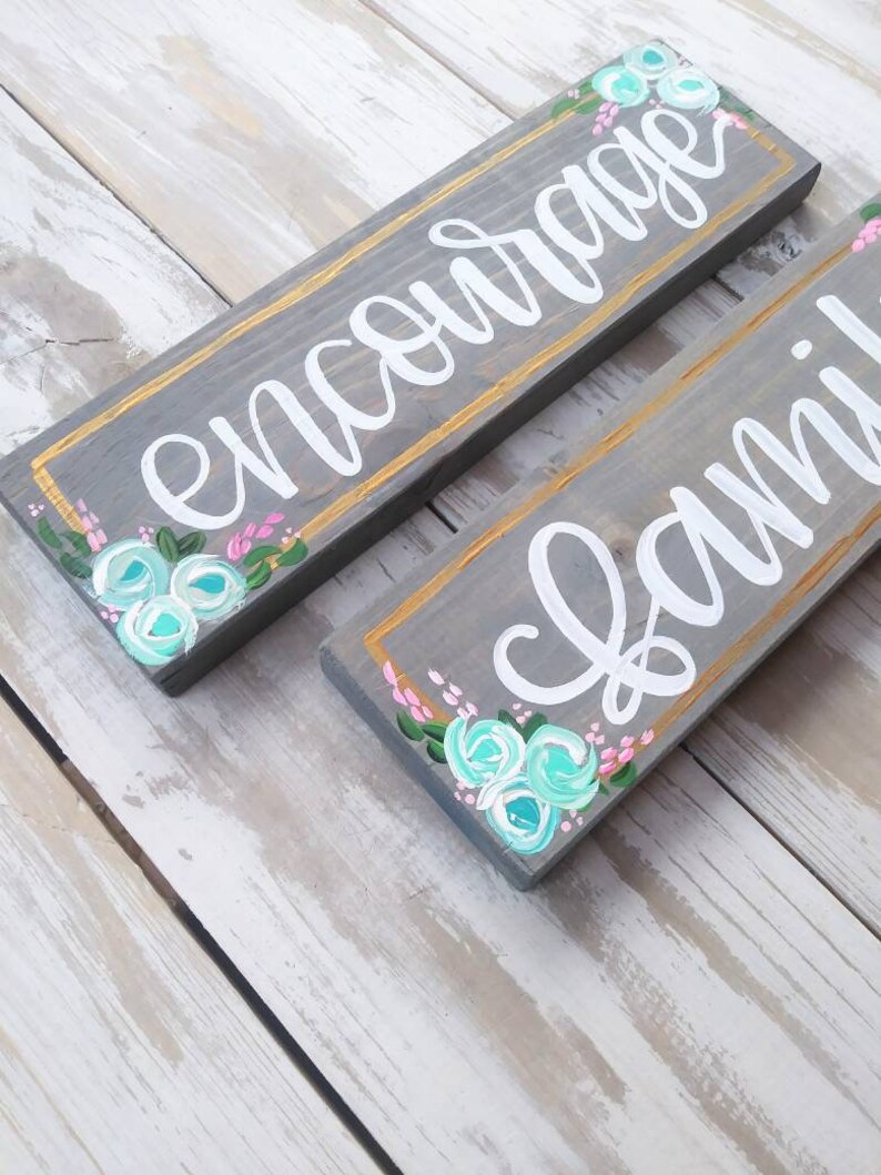 One word sign // custom hand lettered wood sign // shelf | Etsy